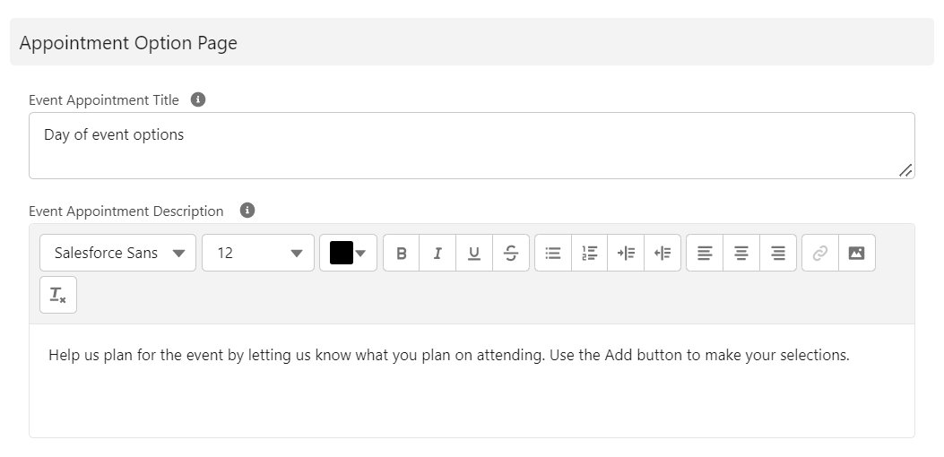 Appointments/Options | Summit Events App Documentation